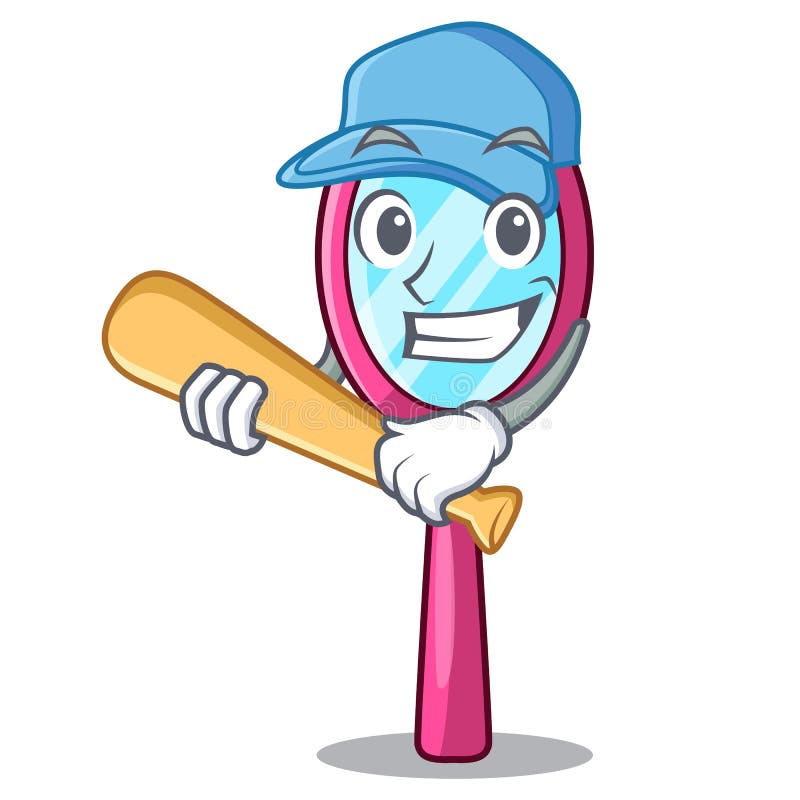 Playing Baseball Mirror in the Cartoon Shape Funny Stock Vector ...