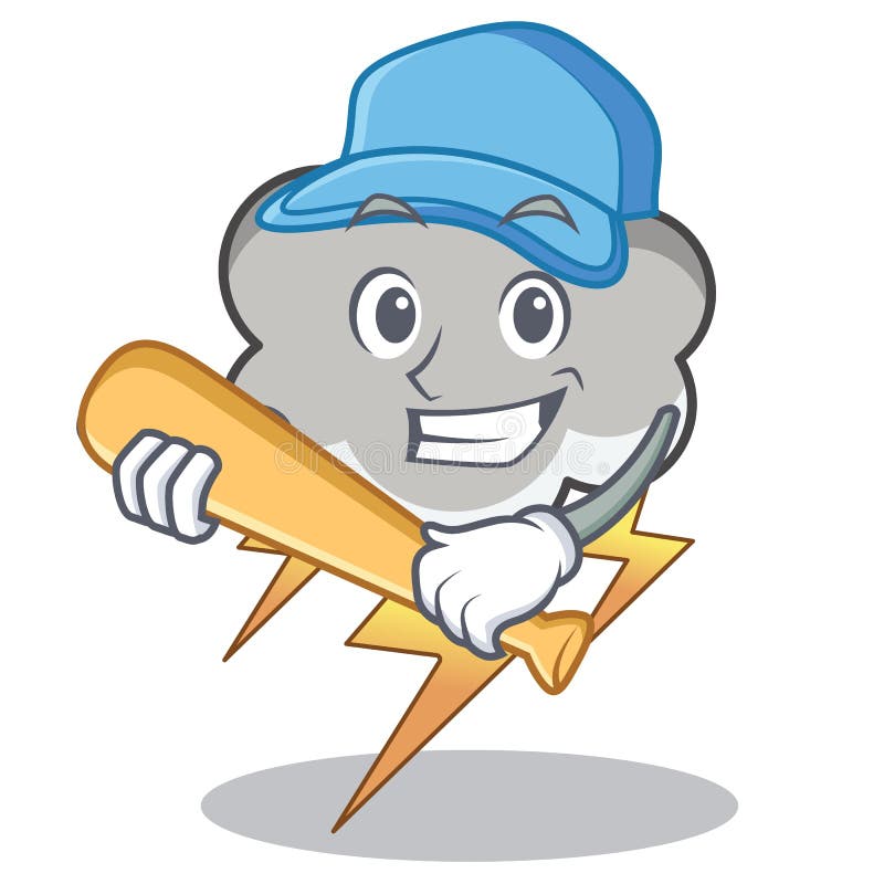 Playing Baseball Thunder Cloud Character Cartoon Stock Vector ... Playing Baseball Thunder Cloud Character Cartoon Stock Vector ...