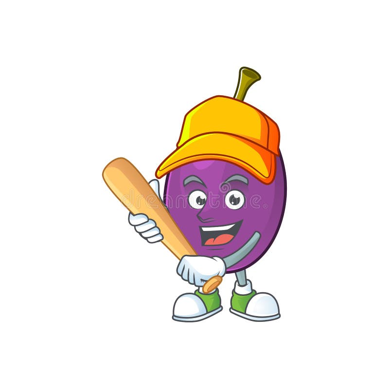 Playing Baseball Winne Fruit Cartoon Character on White Background ...