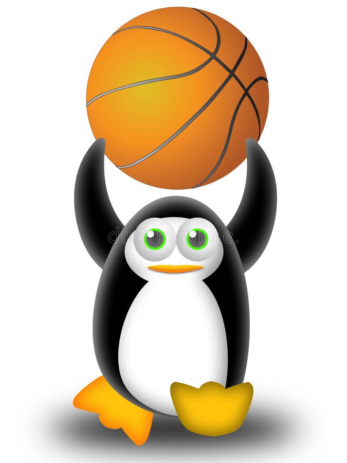 Playing Basketball with the Penguin Stock Illustration - Illustration ...