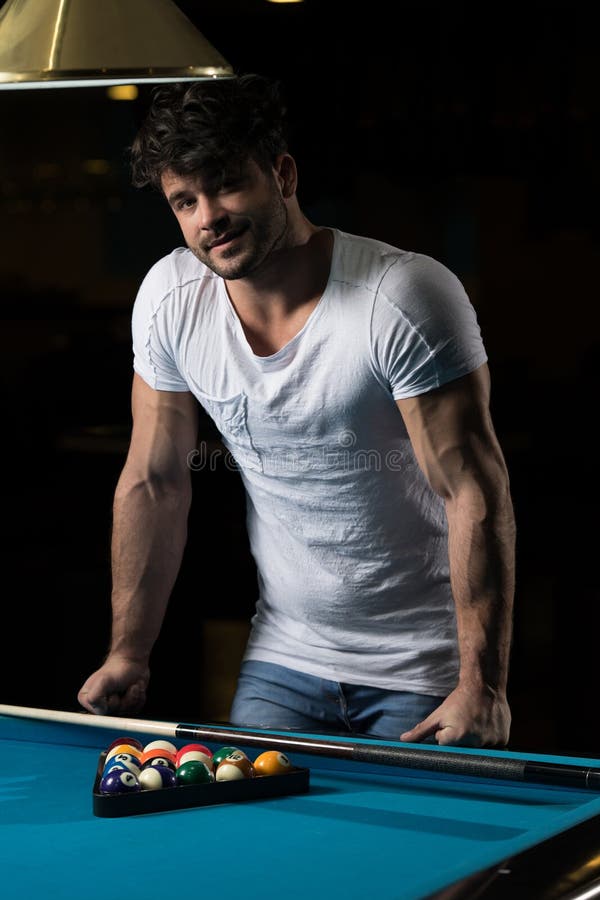 Playing Billiard stock image. Image of person, handsome - 113227247