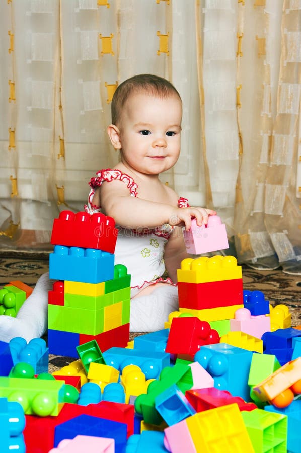 Playing with blocks stock photo. Image of interior, daughter - 23903594