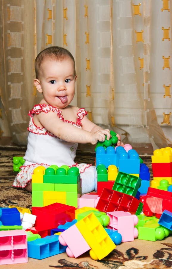 Playing with blocks stock photo. Image of home, preschooler - 24579034