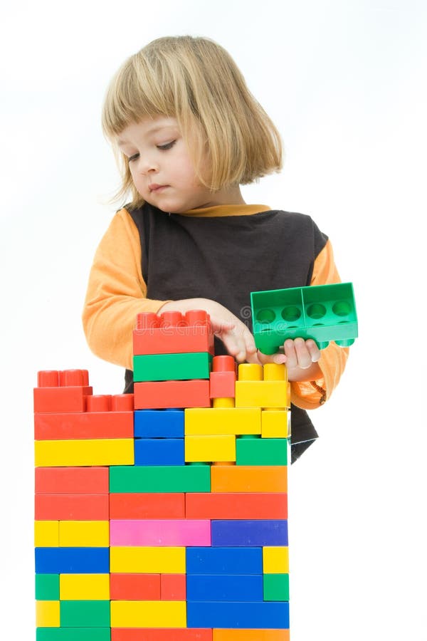 Playing with blocks stock image. Image of adorable, girl - 2822405