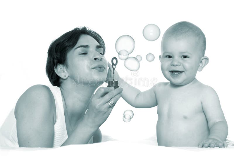 Playing with bubbles stock image. Image of baby, children - 1024315