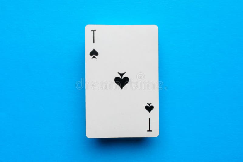 Playing Card Ace of Spades on a Blue Background Stock Photo - Image of ...