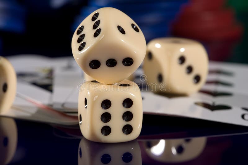 Playing Card Chips, and Dice Stock Photo - Image of stacks, casino ...