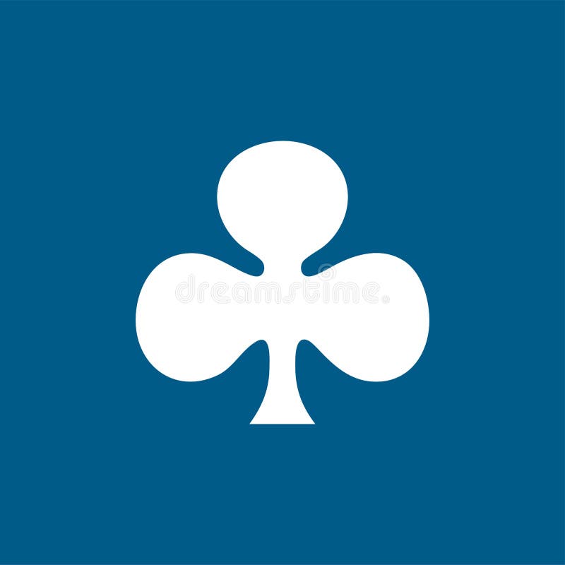 Playing Card Club Icon on Blue Background. Blue Flat Style Vector ...
