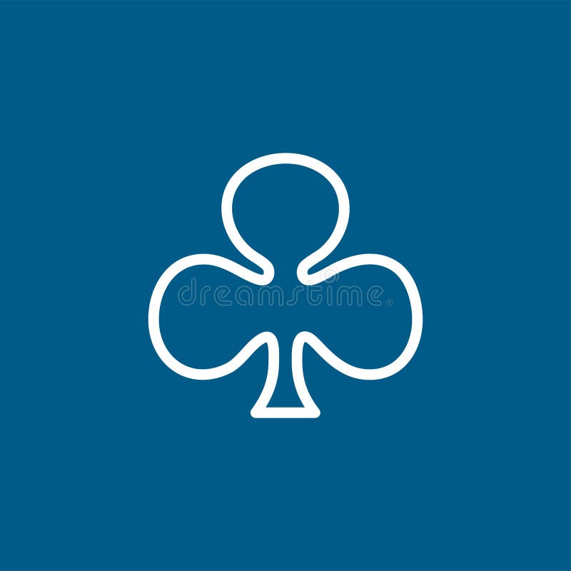 Playing Card Club Line Icon on Blue Background. Blue Flat Style Vector ...