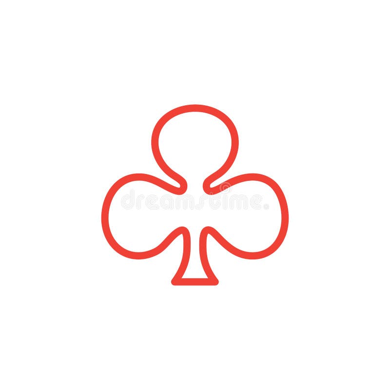 Playing Card Club Line Red Icon on White Background. Red Flat Style ...