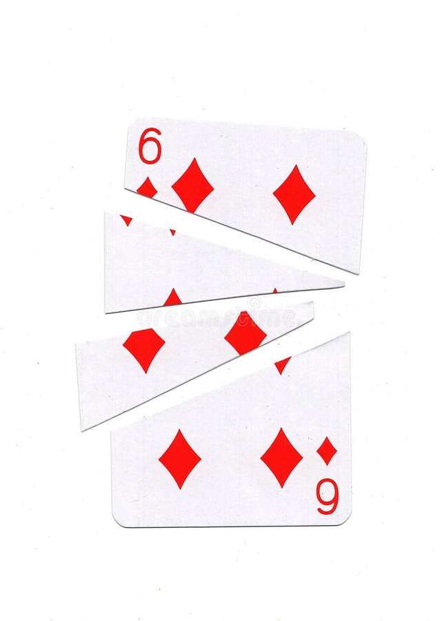 A Playing Card Cut into Sharp Pieces on a White Background. Stock ...