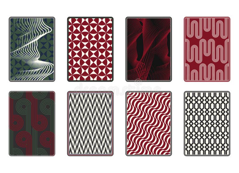 Playing Card Deck Cover Design Set, Back Side Reverse of Game Cards ...