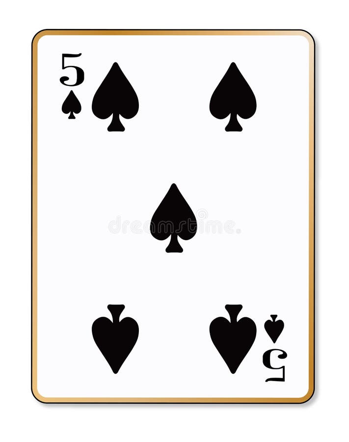 Five of Spades Vintage Playing Card - Isolated on White Stock ...