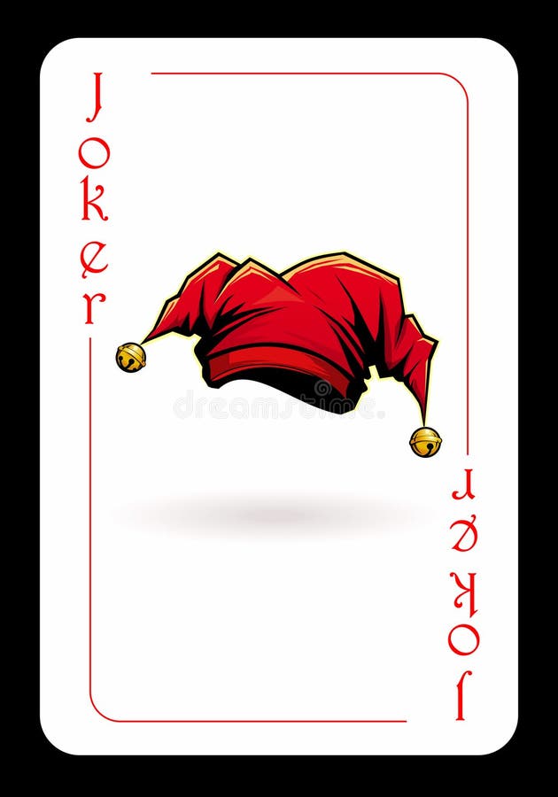 Playing Card Joker with the Image of a Red Jesters Cap with Golden ...