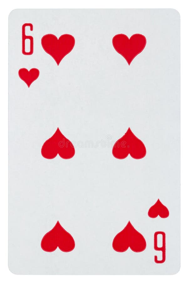 Six Of Hearts Playing Card - Isolated On White Stock Photo - Image of ...