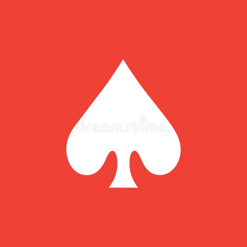 Playing Card Spade Icon on Red Background. Red Flat Style Vector ...