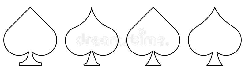 Playing Card Spade Suit Line Icons Stock Vector - Illustration of heart ...
