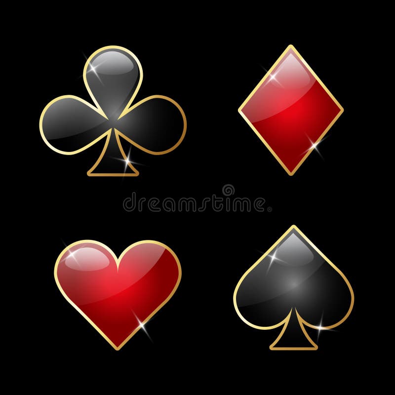 Playing Card Suit Design with Golden Border Stock Vector - Illustration ...