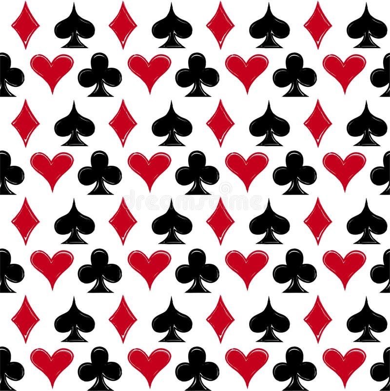Playing Card Suits, Seamless Pattern Background Stock Vector ...