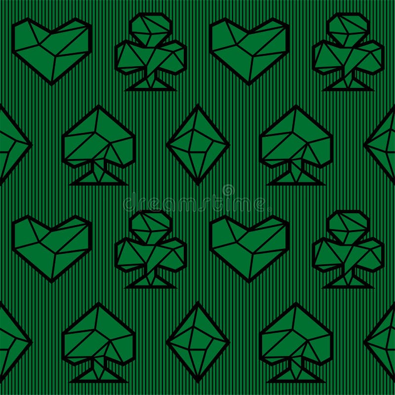 Playing Card Suits, Signs, Seamless Pattern. Triangle Style Stock ...