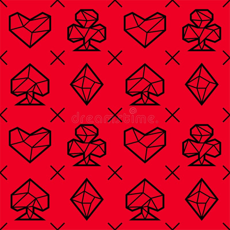 Playing Card Suits, Signs, Seamless Pattern. Triangle Style Stock ...