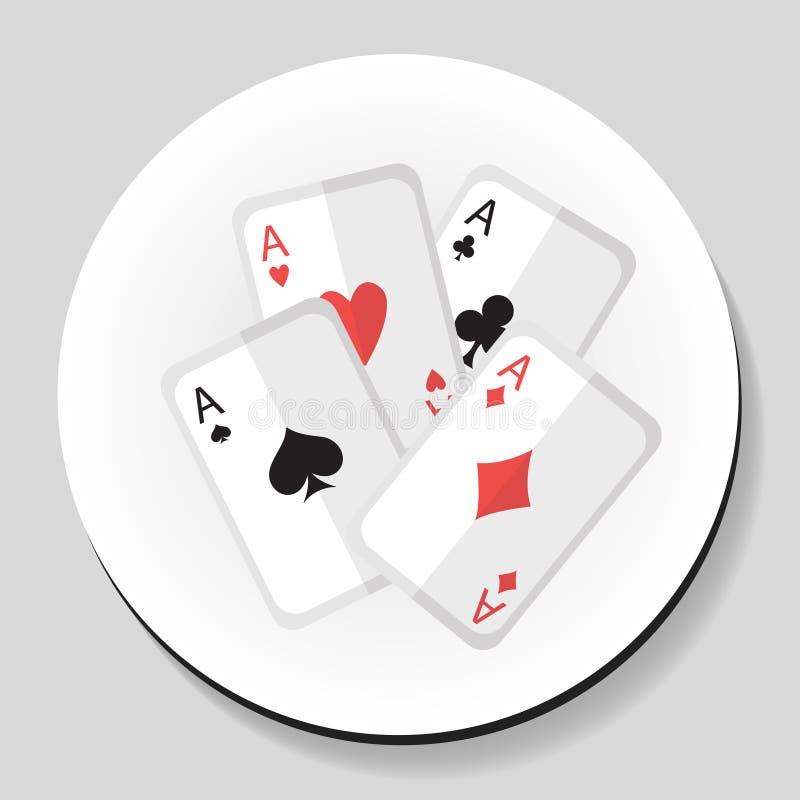 Playing Cards 4 Aces Sticker Icon Flat Style. Vector Illustration. Stock Vector - Illustration ...
