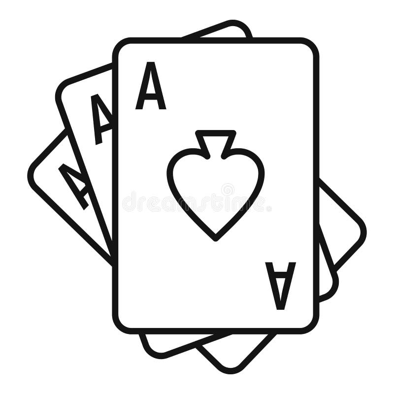 Playing Cards Addiction Icon, Outline Style Stock Vector - Illustration ...