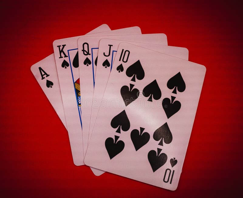 Playing Cards Arranged As a Royal Flush; Poker Hand Stock Photo - Image ...