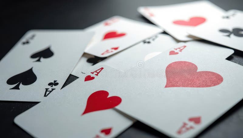 Playing Cards Arranged in a Classic Ace Pattern , Suits, Red Stock ...