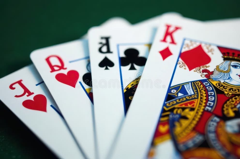 Playing Cards Arranged in a Royal Flush Sequence , Sequence, Diamonds ...