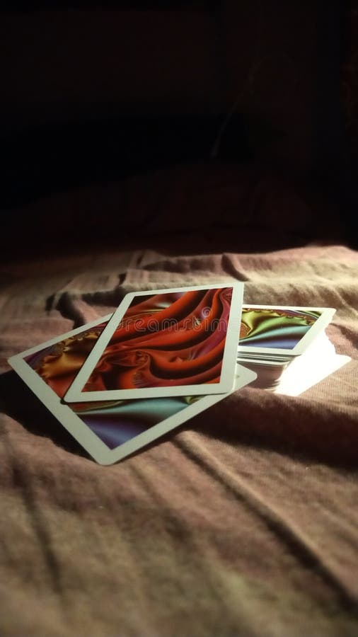 Playing Cards on Bed Under Low Light. Stock Image - Image of poster ...