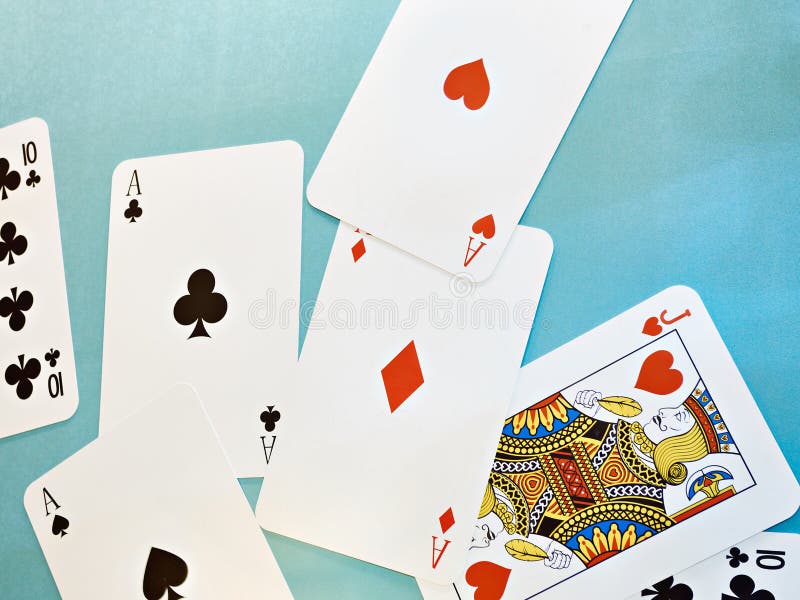 Playing cards on blue stock image. Image of card, risk - 144186319
