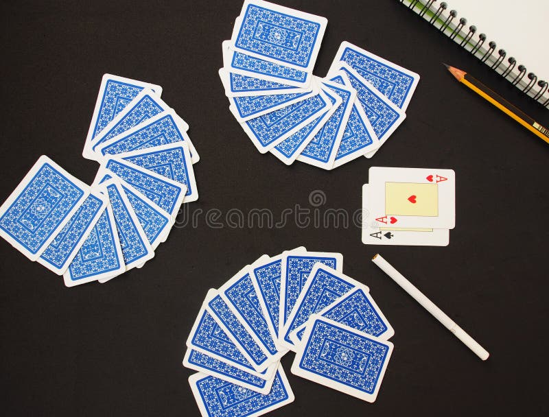 Playing Cards, Card Suit.Blue Deck of Playing Cards Over Black ...