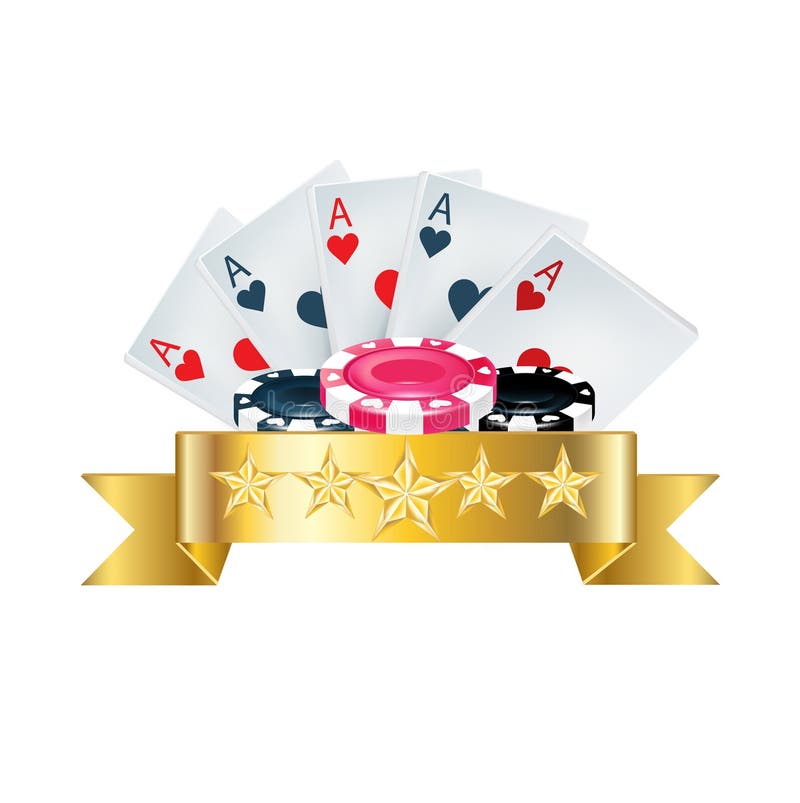 Playing Cards with Chips and Golden Ribbon Stock Vector - Illustration ...