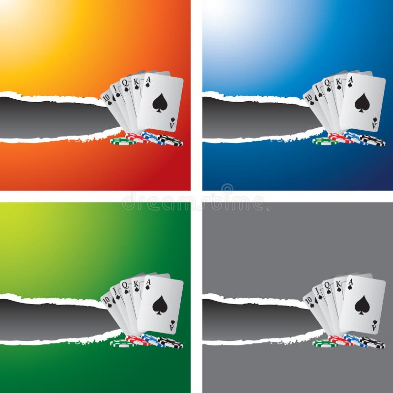 Playing Cards and Chips on Ripped Banners Stock Vector - Illustration ...
