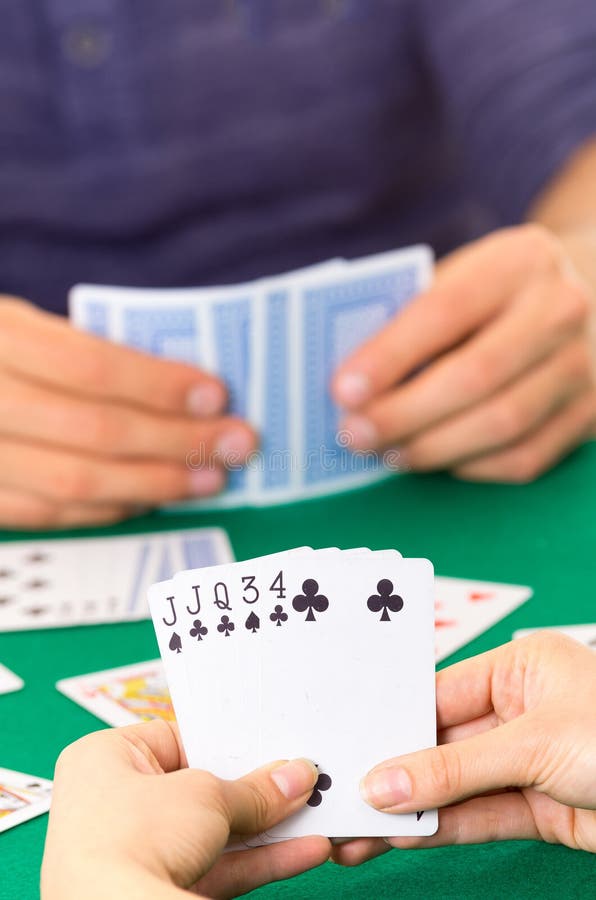 Playing Cards Closeup of Hands Holding Deck Stock Photo - Image of card ...