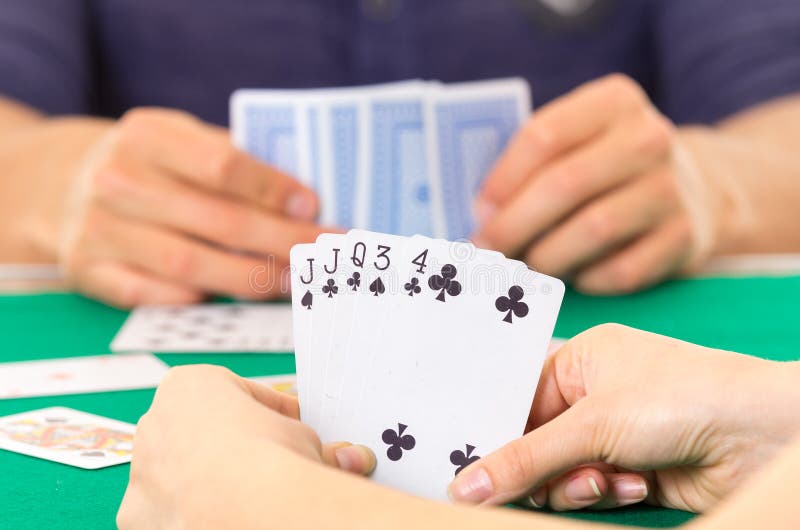 Playing Cards Closeup of Hands Holding Deck Stock Image - Image of ...