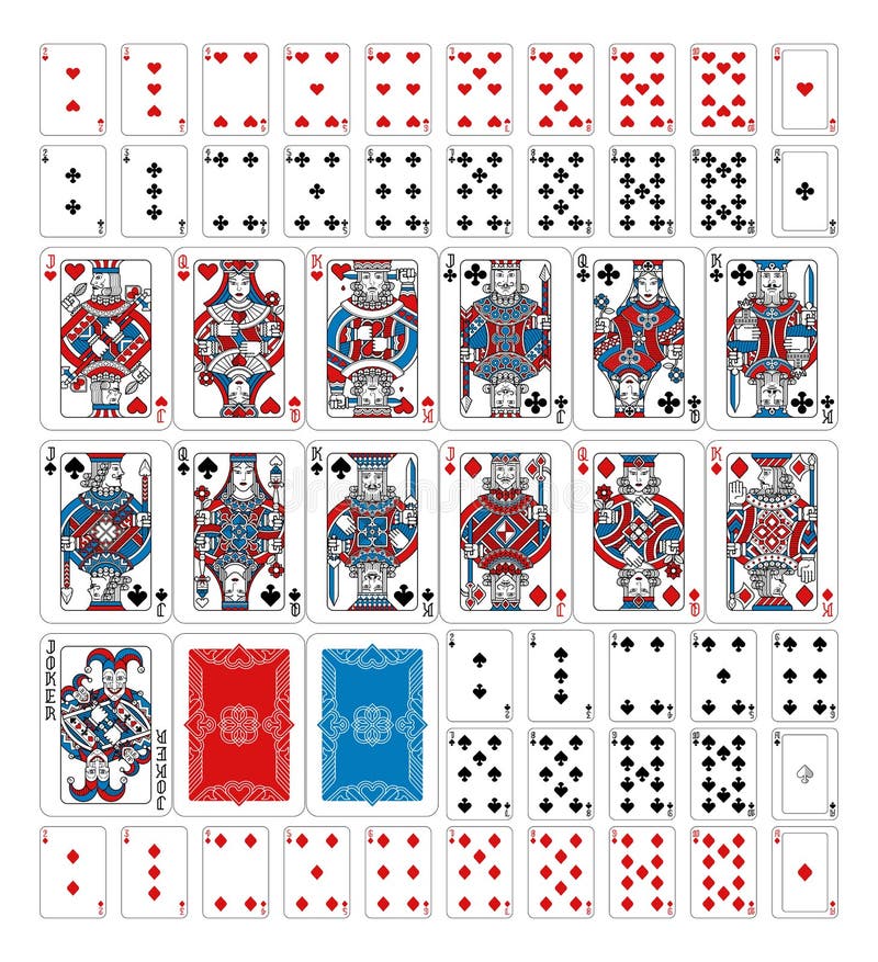 Playing Cards Deck Full Complete Red Blue Black Stock Vector ...