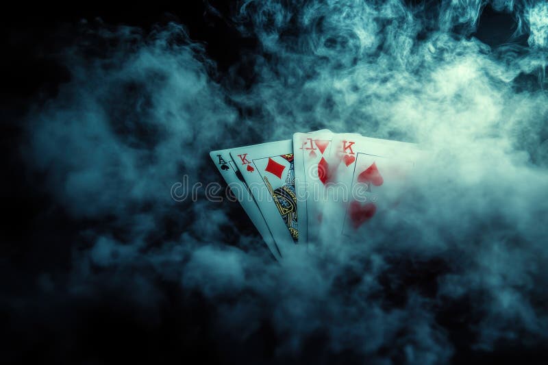 Playing Cards Emerge from Smoke Creating a Mysterious Atmosphere in a ...