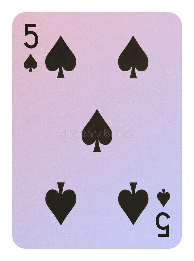 Five of Spades Playing Card - Isolated on White Stock Image - Image of ...