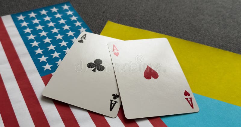 Playing Cards on the Flags of the USA and Ukraine Stock Photo - Image ...
