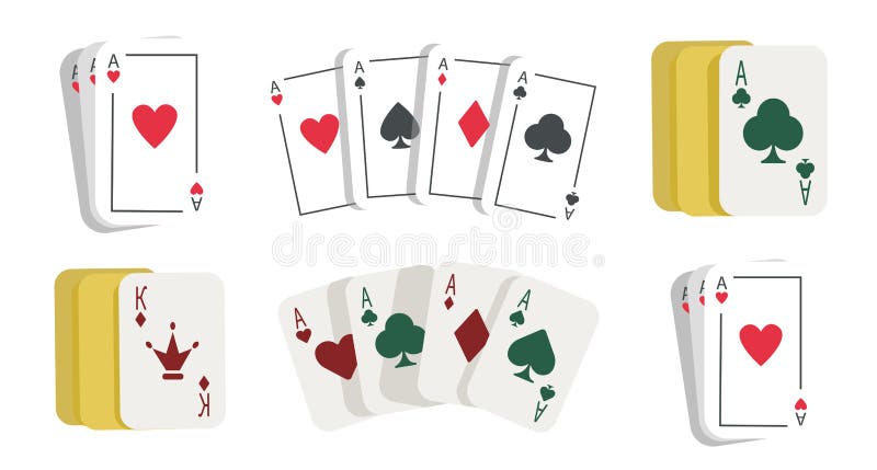 Playing Cards, Four Aces Clip Art Set. Playing Cards, Four Aces Vector ...