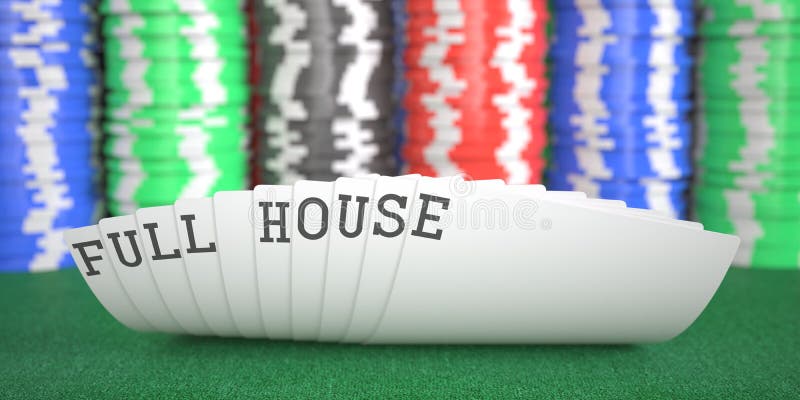 Playing Cards with Full House Text. 3d Rendering Stock Illustration ...