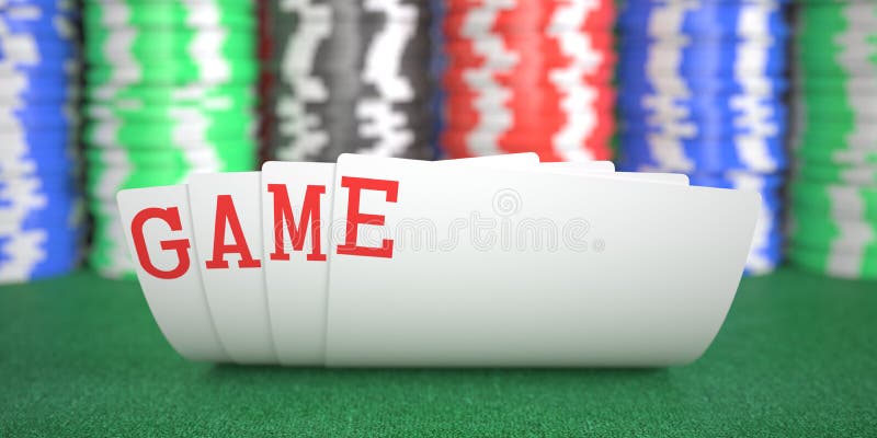 Playing Cards with Game Text. 3d Rendering Stock Illustration ...