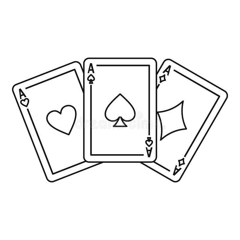 Playing Cards Icon, Outline Style Stock Illustration - Illustration of ...