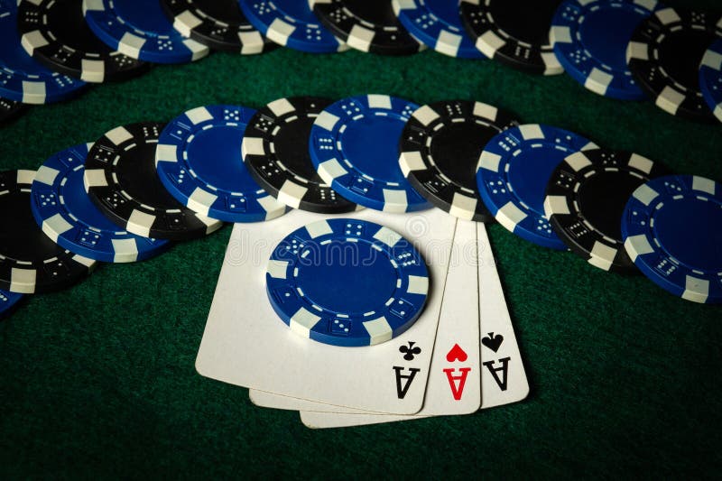 Playing Cards Layout and Chips with a Successful Combination of Three ...