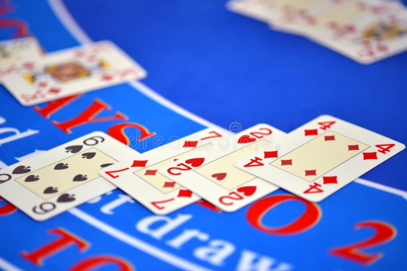 Blackjack Table in Casino with Cards Stock Image - Image of blackjack ...