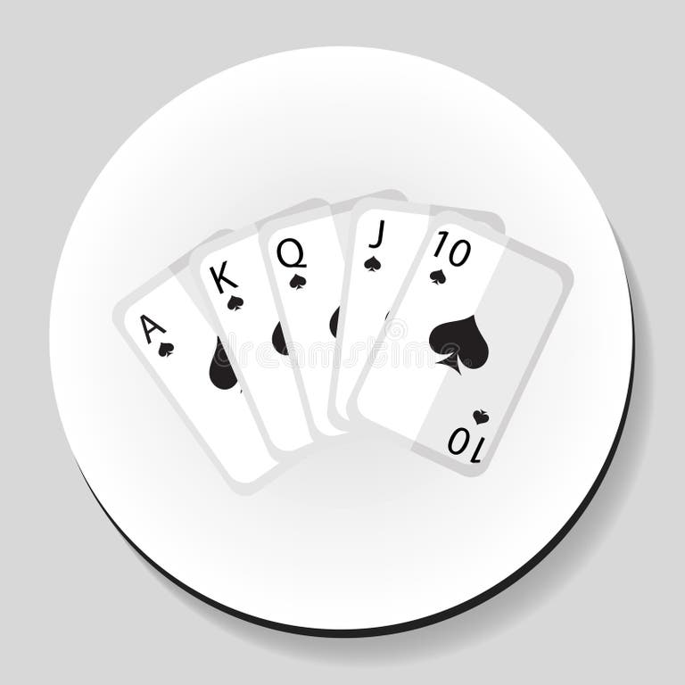 Playing Cards Pocker Royal Flash Combination Sticker Icon Flat Style ...