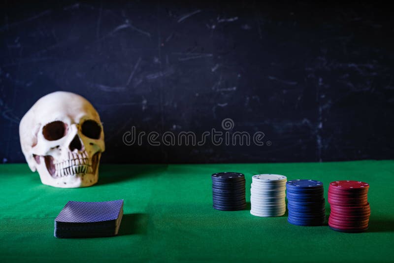 Playing Cards and Poker Chips. Poker Table and Skull. Dangerous ...