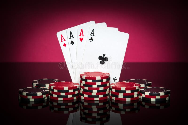 Playing Cards in Poker Game with Four of a Kind or Quads Combination ...